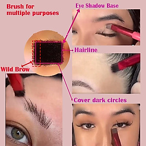 Eyebrow Brush, Multi Function Eyebrow Brush, Smooth Canvas Concealer Brush, Square Eyebrow Brush, Eyebrow Brush Square Ultra Thin Angled Eyebrow Brush (Color : 2 Packs)