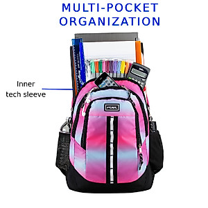 FUEL Travel Laptop Carry On Backpack Sport Shock Multi Large Compartments for College Bookbag, Hiking, Work, 18.5 x 13 x 7 Inches, Pink Pastel