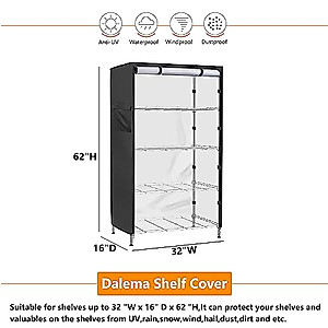Dalema Waterproof Shelf Cover,Heavy Duty Dustproof Storage Shelving Unit Cover,Durable Steel Organizer Wire Rack Cover,Shelf Display Rack Protective Cover with Zipper.(Black,Fits 32x16x62 Shelf)