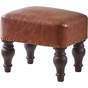 PU Leather Upholstered Rectangular Footstool with Solid Wood Legs, High Resilience Foam, Strong Load Capacity, Living Room, Bedroom, Rest Seat, Sofa, Dining Room high Capacity