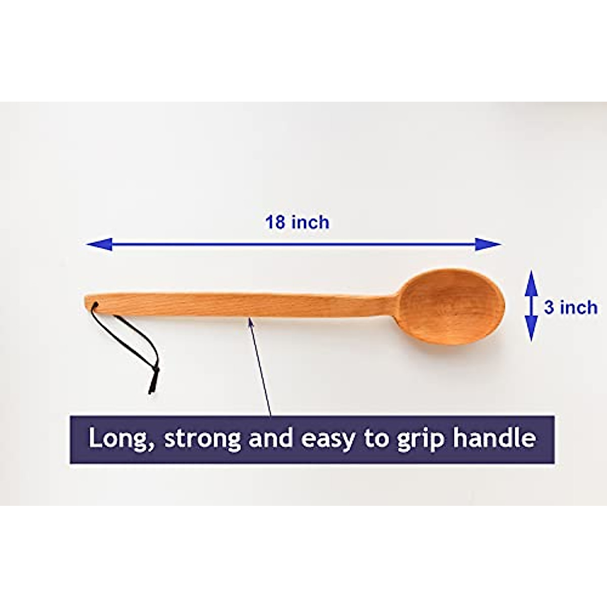 ECOSALL Heavy Duty Large Wooden Spoon 18-inch, Long Handle Cooking Spoon With a Scoop. Nonstick Big Spoon for Stirring, Mixing Cajun Crawfish Boil, Wall Décor. Super Strong Sturdy Giant Hardwood Spoon