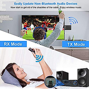 Bluetooth Receiver Transmitter, KINDRM 4in1 Mini USB Bluetooth 5.0 Audio Transmitter & Wireless Bluetooth 3.5mm Aux Adapter Receiver for Car/Home Stereo Headphones Speakers TV PC Projector CD (Black)