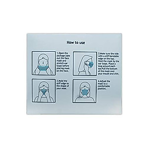 MAGID 3 Ply Disposable Face Mask with Adjustable Nose Bridge - Pack of 50 Masks - Breathable 3 Layer Face Mask Covers with Elastic String Earloops (MM005)