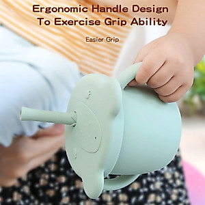 OUROBOT 3 in 1 Silicone Baby Sippy Cups, Snack Cup for Toddler with Two Handles, Multipurpose Silicone Training Cup for baby cup