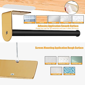 BICHONG Paper Towel Holder Under Cabinet,Self Adhesive or Drilling Stainless Steel Under Cabinet Paper Towel Holder,Paper Towel Holder Wall Mount for Kitchen, Bathroom, 12in