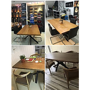 LAKIQ Solid Wood Dining Table Industrial Rectangle Kitchen Dining Room Table in Nature with Metal Pedestal Living Room Coffee Table for Meeting Room Reception Room(Black,70.9" L x 31.5" W x 29.5" H)