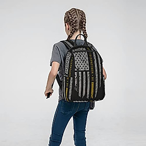 Unisex 911 Dispatcher Thin Gold Line Travel Laptop Backpack College School Computer Bag Bookbag for Girls & Boys Black
