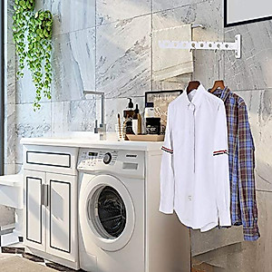 COTTAGE LIFE Wall Mount Clothes Hanger Rack White Clothes Rack Wall Mount Stainless Steel Wall Clothes Hanger Laundry Hanging Rack Wall Mount Laundry Hanger Dryer Rack