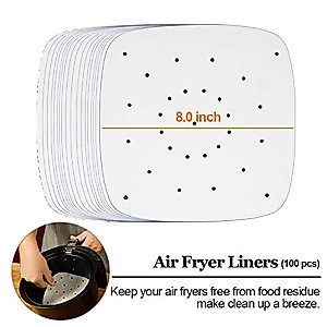 Square Air Fryer Accessories 11 pcs with Recipe Cookbook Compatible for Philips Air Fryer, COSORI and other Square AirFryers and Oven, Deluxe Deep Fryer Accessories Set of 12 (8 inch)