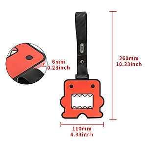 Q1-TECH, JDM Tsurikawa Ring Japanese Subway Train Bus Car Handle Cute Anime Cartoon Handle Hand Strap Rear Front Bumper Warning Rings Drift Charm Drift Car Accessory (Domo-ORCF)