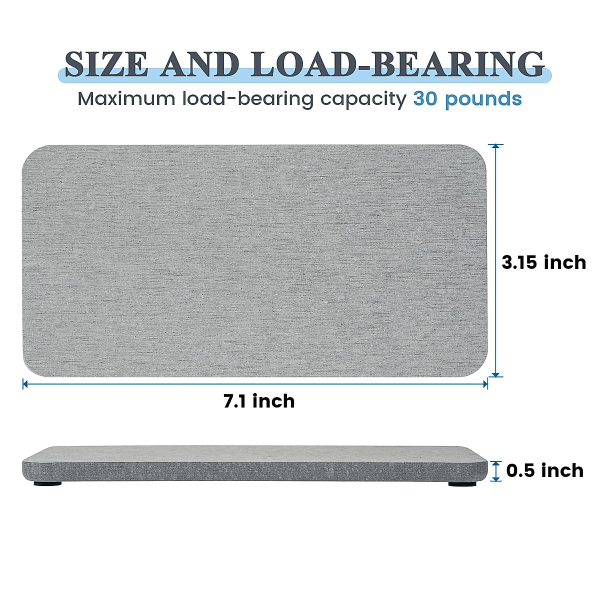 Water Absorbing Stone Tray For Sink,2 Pack Instant Dry Sink Organizer Bathroom,Fast Drying Stone Sink Tray,Fast Drying Sink Caddy（Grey)
