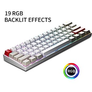 Newmen GM610 60% Wireless Mechanical Gaming Keyboard,Wired/Bluetooth Keyboard,RGB Backlit,61 Anti-Ghosting Keys,Programmable,Hot-Swappable,for Windows Mac Android (Brown)