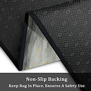 White Marble Kitchen Rugs and Mats Non Skid Washable Absorbent Stain Resistant,Durable and Easy to Clean,Kitchen Rug Set of 2 Marble Kitchen Deco 17"x47"+17"x30"