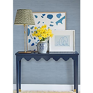 Classic Faux Grasscloth Peel and Stick Wallpaper, Mineral Blue