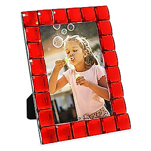 Isaac Jacobs Decorative Sparkling Red Jewel Picture Frame, Photo Display & Home Décor (4x6, Red)