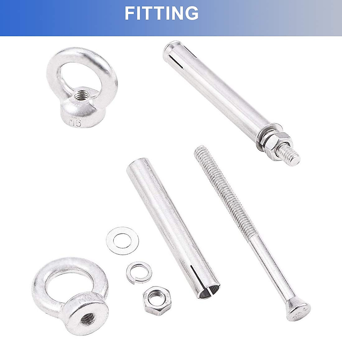 Amycheer Ring Lifting Expansion Eyebolt Screw Bolt 304 Stainless Steel Closed Hook Anchor Eye Bolt Wall Concrete Expansion Screws Bolts M6x80mm 5 Pack