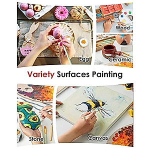 Fantastory Acrylic Paint Set, 24 Classic Colors with 12 Brushes (2oz/60ml), Professional Craft Paint, Art Supplies Kit for Adults & Kids, Canvas/Fabric/Rock/Glass/Stone/Ceramic/Model/Wood Painting