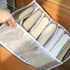 2PCS Wardrobe Clothes Organizer - Washable Drawer Clothes Organizer, Visible Clothing Organizer with compartments, Foldable Clothing Divider Bag. (White)