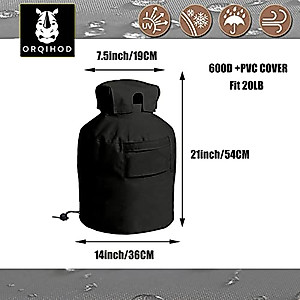 Orqihod 20LB Propane Tank Cover, Beautify Tank Cylinder, Travel Trailer Ventilated Propane Gas Tank Cover with Two Handles, Black, All Weather Protection