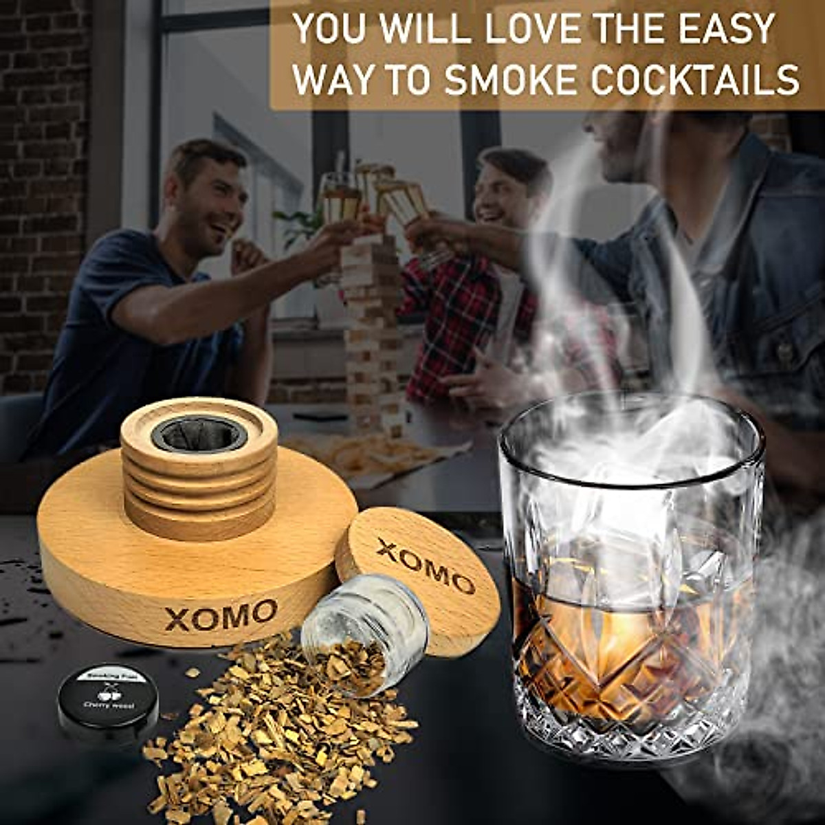 Cocktail Smoker Kit with Torch, XOMO Old Fashioned Drink Smoker Infuser Kit for Cocktails, Whiskey, & Bourbon, Whiskey Gift for Your Loved