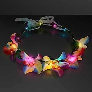Light Up Tropical Orchid Flower Crown Headband with Color Changing LED Lights