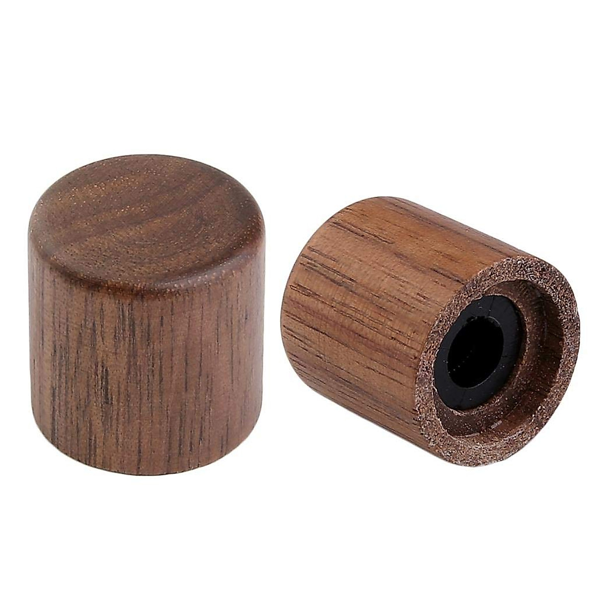 KAISH 2-Pack Wood Knobs Tele Style Flat Top Dome Knobs Guitar Bass Wood Knob Barrel Knobs Walnut Wood