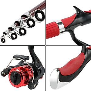 sundan Portable Telescopic Fishing Rod and Reel Set Casting Fishing Rods Carbon Ultra Light Rod with Small Spinning Reels Fishing Tackle Set