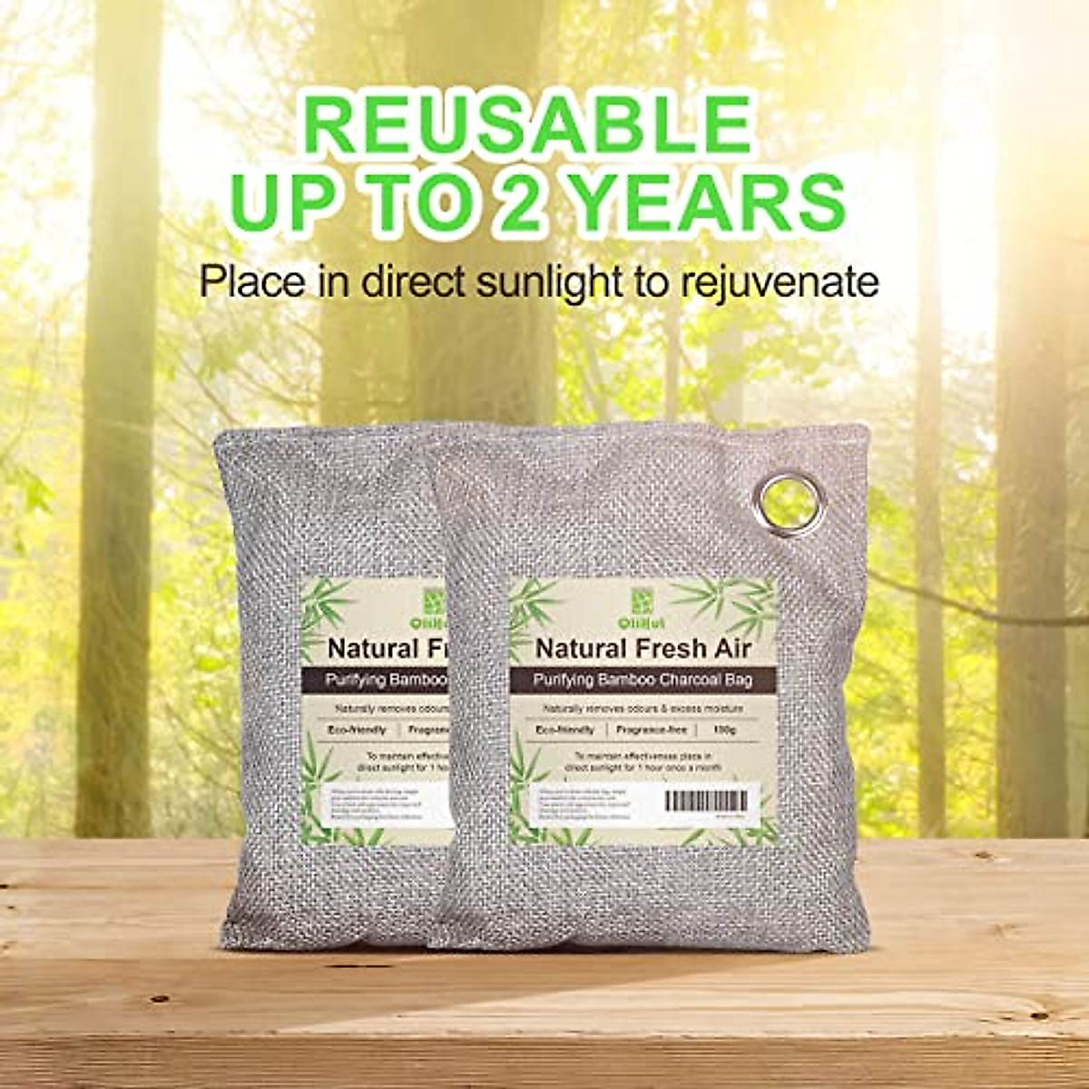 10 Pack Bamboo Charcoal Nature Fresh Air Purifying Bags Activated Charcoal Bags Odor Absorber, Moisture Eliminator,Deodorizer,Air Fresheners For Car Smell,Closet,Shoe,large Room,Pet Room(10x100g))