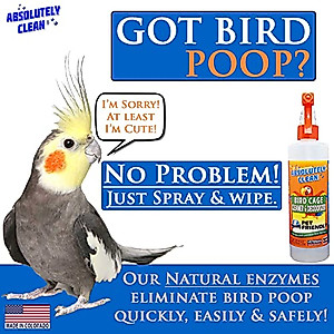 Absolutely Clean Amazing Bird Cage Cleaner and Deodorizer - Just Spray/Wipe - Safely & Easily Removes Bird Messes Quickly and Easily - Made in The US (16 Fl Oz (Pack of 2))