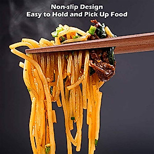 MFJUNS 5-Pairs Reusable Japanese Chopsticks, Non-slip Design Natural Wood Chopsticks, Lightweight and Easy to Use, Chopsticks Suitable for Beginners, 8.8 Inch/22.5cm Gift Set