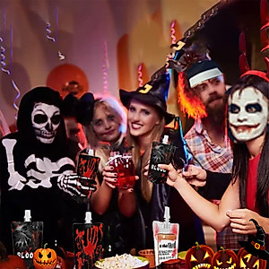 20 Pieces Halloween Fake Blood Bag，8.5oz Anti-Leak Bags with Cap，Drink Pouches，Party Decorations ，Christmas Vampire Hospital Nurse Zombie Theme Props ，with 2 Funnels，Reusable Food Grade