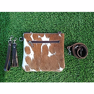 Cowhide Purse Crossbody Handbag Clutch Brown White Cow Hide Hair on Calf Hide Leather Fur | Women Cowhide Crossbody Purse Bag