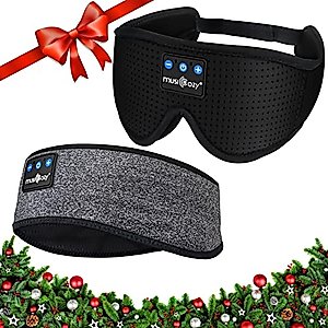 MUSICOZY Sleep Headphones Bluetooth Sports Headband, Wireless Music Sleeping Headphones Sleep Eye Mask Earbuds for Side Sleepers Workout Running Insomnia Travel Yoga Office, Pack of 2