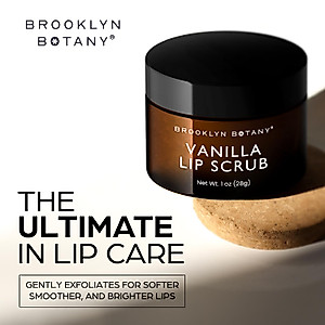 Brooklyn Botany Lip Scrub Exfoliator 1 oz – Lip Moisturizer for Dry Lips and Chapped Lips – Gentle Lip Exfoliator for Smooth and Brighter Lips – Vanilla Flavor