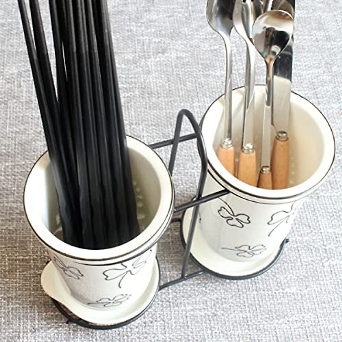 Zerodeko 1pc Cup Forks Flower Chopstick Double Silverware Holder Drainer Basket Dish Metal Drying for Storage Cutlery Crock Chopsticks Draining Kitchenware Practical Utensil