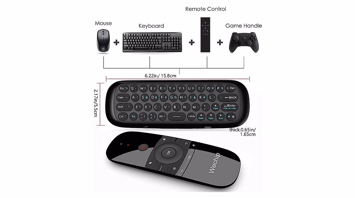 WeChip W1 Universal TV Remote Air Mouse, Wireless Keyboard Fly Mouse 2 ...
