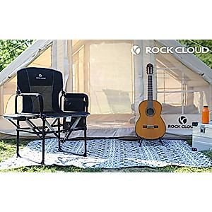 ROCK CLOUD Folding Camping Chair with Storage Pocket and Side Table Compact Portable Camp Chairs Outdoor for Camp Lawn Hiking Fishing Sports Black