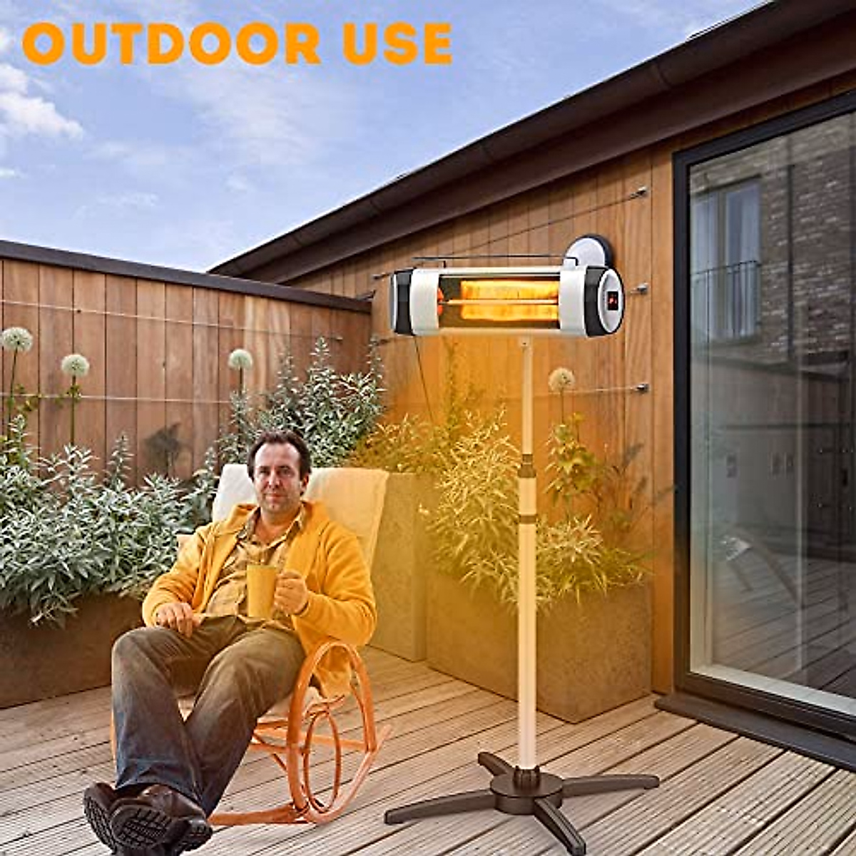 PATIOBOSS Infrared Patio Heater, Freestanding Electric Outdoor Heater for Instant Warm,Quiet Operation, Infrared Heater with Remote Control & 24 Hours Timer for Outdoor Indoor Use