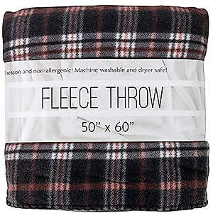 50x60 Throw Blankets, Plaid Fleece Throw Blankets for Bedroom, Couch, Livingroom, Chair, Pets, Outdoors (Brown)