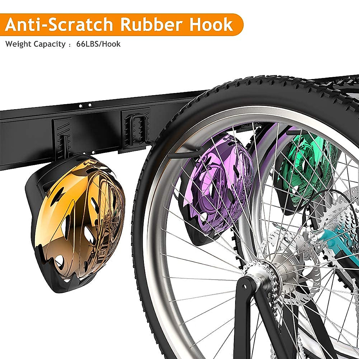 TORACK Bike Storage Rack, 6 Bike Racks & 5 Hooks for Garage, Wall Mount Vertical Bicycles Hanger for Home Space Saving, up to 600lbs, 64-inch