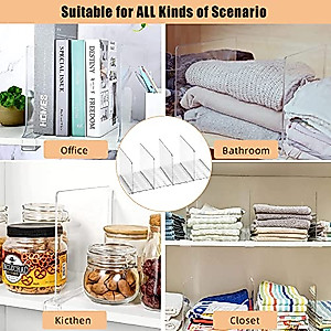 DSstyles Purse Organizer for Closet, Adjustable Acrylic Shelf Divider for Clothes Purses Handbag Closet Organizer, Adjustable for Bedroom, Kitchen, Cabinets, 5 Pack, Clear