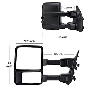 Perfit Zone TOWING MIRROR Replacement Fit For SUPER DUTY F250, F350, F450, F550 08-16 PAIR BLACK