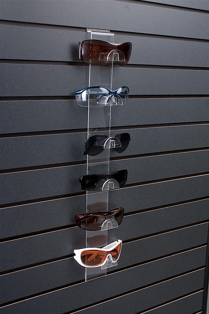 Displays2go QESLWST6PN Slatwall Sunglasses Rack Clear Acrylic Glasses Display Holders (Set of 5)
