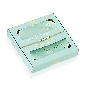 Lucky Feather 14k Gold Bead Bracelet and Jewelry Dish Set - Cute Inspirational Birthday and Friendship Gifts for Women and Teen Girls