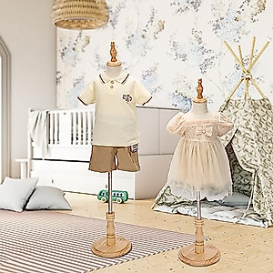 TaroKitc Child Mannequin Torso Kid Dress Form Adjustable Height Mannequin with Wooden Base for Sewing Dressmakers Photographing Dress Jewelry Display (Beige, 4-5 Years Old)