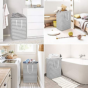 WISELIFE 2-Pack Laundry Hamper 75L Collapsible Large Laundry Baskets with Easy Carry Handles Freestanding Waterproof Clothes Hamper Storage Basket for Toys Clothes Organizer - 24.4" (H), Grey