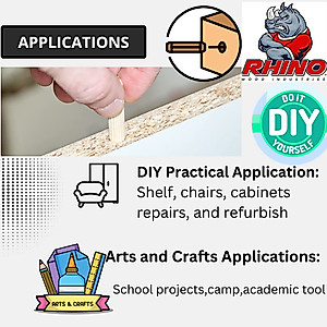 100 Pack 1/4" x 2" Wooden Dowel Pins Wood Kiln Dried Fluted and Beveled, Made of Hardwood