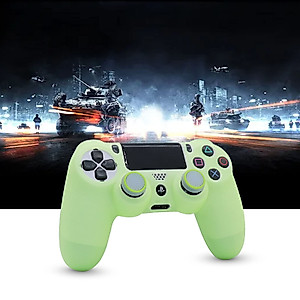 RALAN Controller Skin for PS4 Silicone Cover Glow in Dark Protective Case for PS4/slim/PS4 Pro Dualshock 4 Controller.+ 8 Glow Thumb caps and Back Sticker + L2 R2 Extended caps.