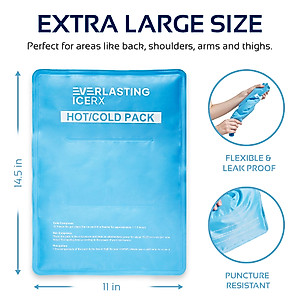 Reusable Ice Pack for Injuries | 11" x 14.5" - 2 Pack XL | Hot & Cold Pack | Large Ice Pack for Back Pain Relief, Soft Ice Packs Reusable, Flexible When Frozen