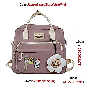 Kawaii Backpack with Kawaii Pin and Accessories Cute Tote Bag with Flower Accessories Pins Laptop Bag (A-Blue)